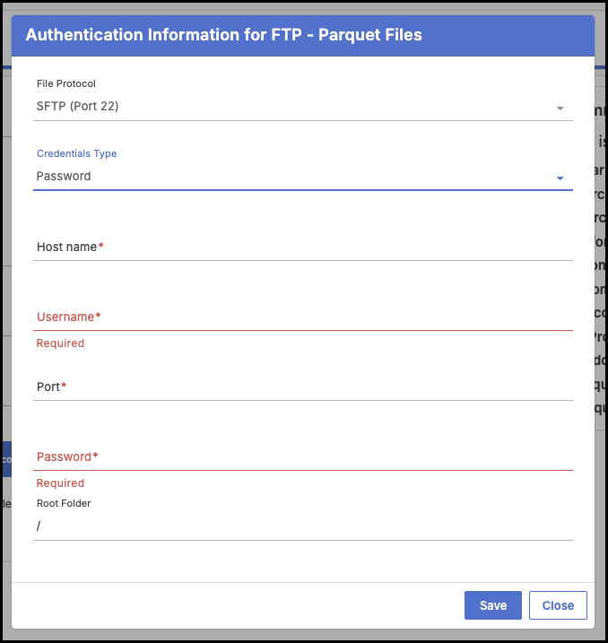 How to Create a Data Source for data on an sFTP Parquet File – Help Center